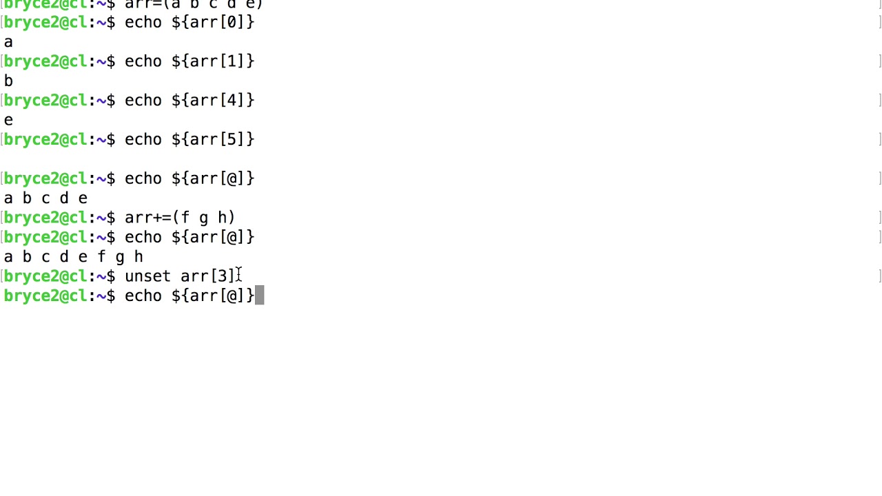 using bash arrays part1