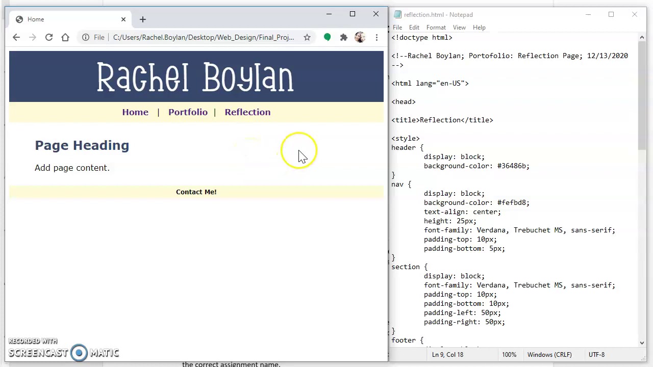 Finalizing Your Portfolio Template Page