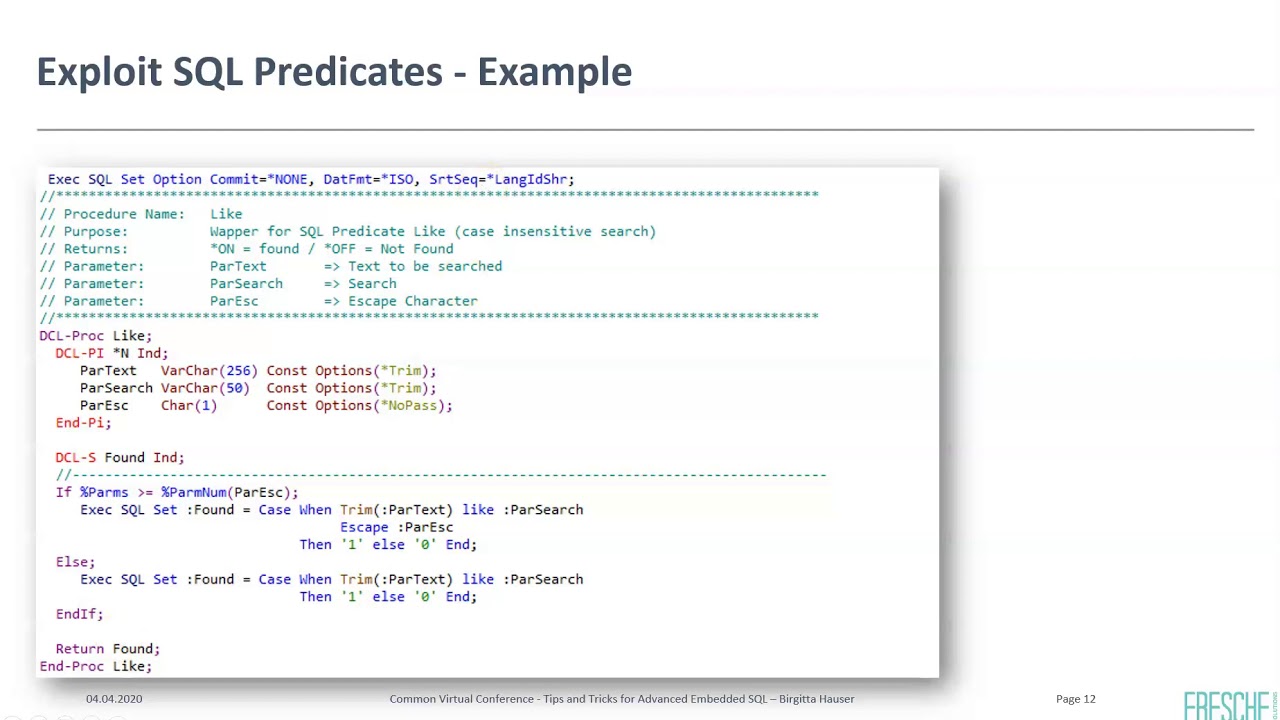 Preview Advanced Embedded SQL