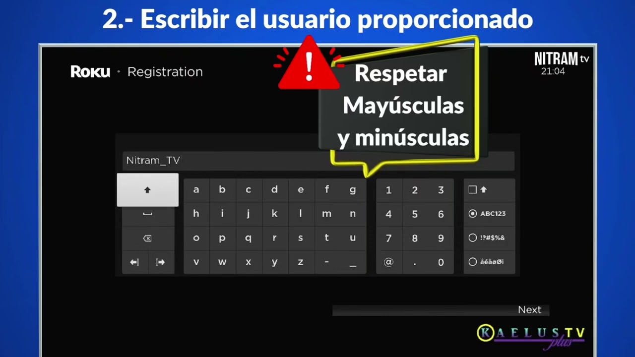 Activar Kaelus TV Plus en ROKU