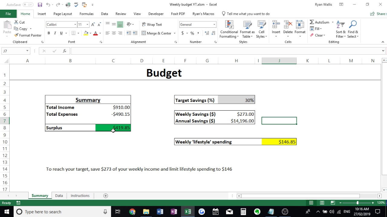 Simple Weekly Budget Template (Excel) With Free Download