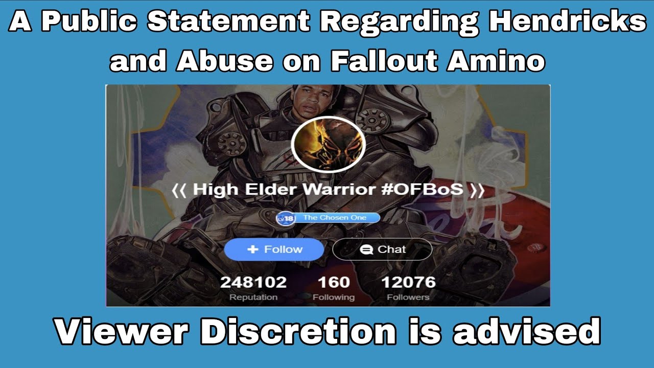 A Public Statement on Regarding Hendricks & Abuse on Fallout Amino