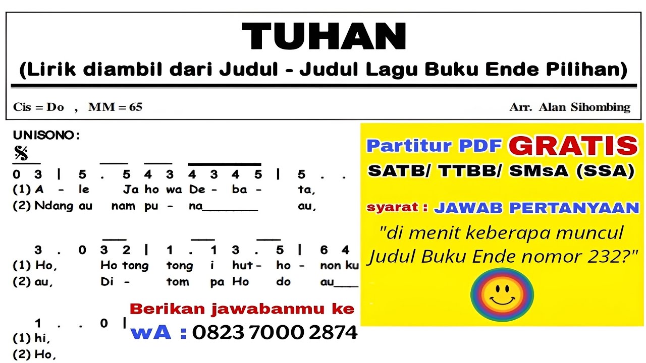 TUHAN - KOOR TERBARU (PARTITUR PDF GRATIS)