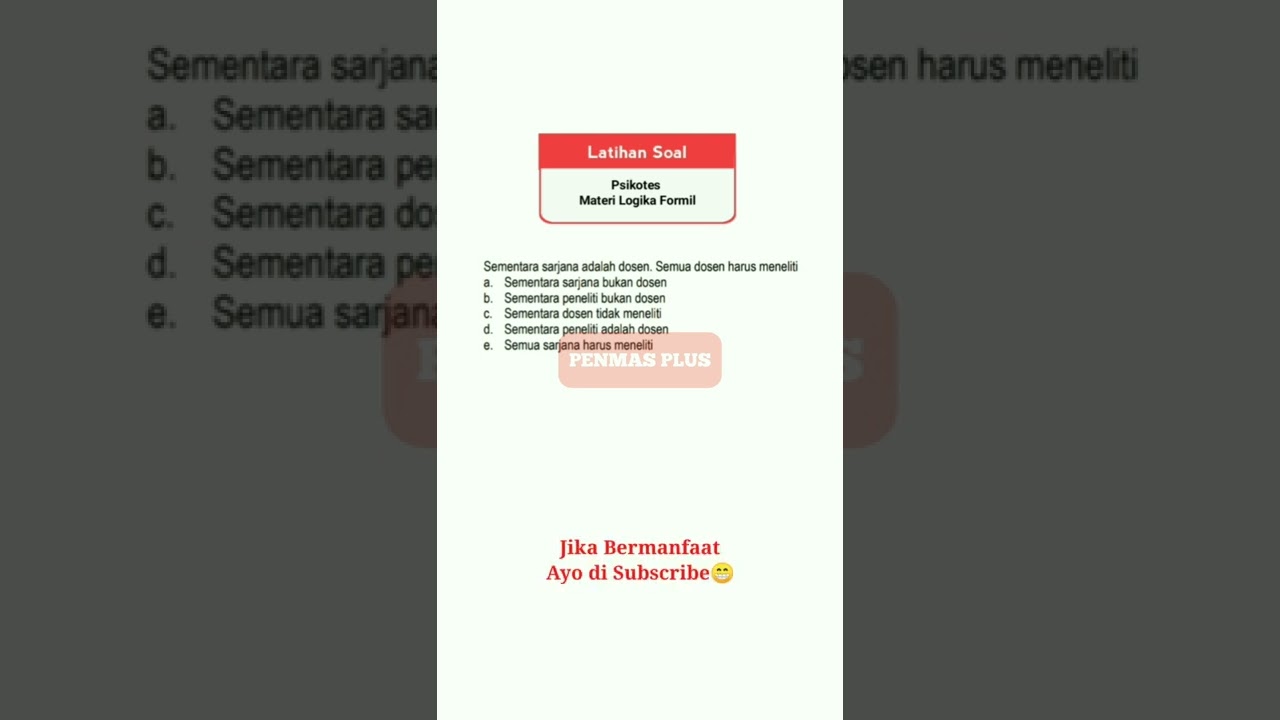 LATSOL Psikotes Materi Logika Formil #seri31