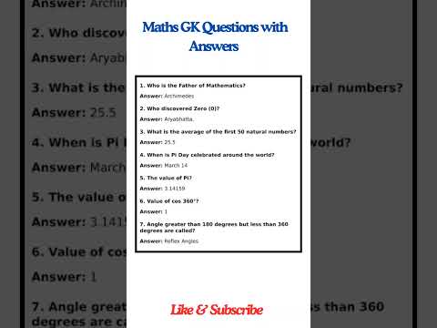 Maths GK Questions with answers