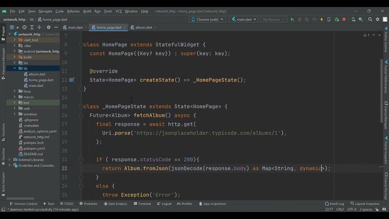 Networking & Http with Flutter : Fetch data from the internet