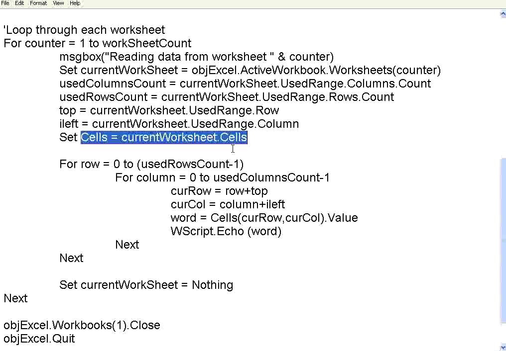 VBScript 10 Excel handling