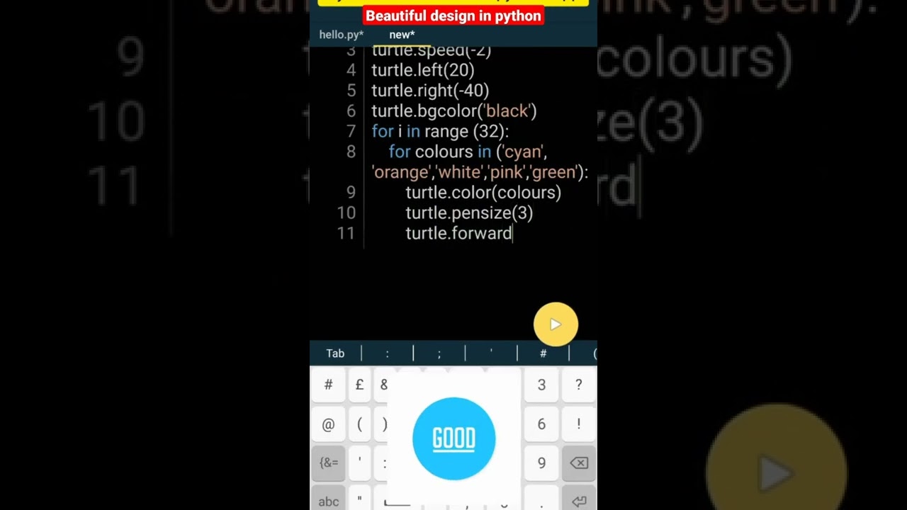 Python turtle code | Beautiful design using python pydroid 3 app | python coding