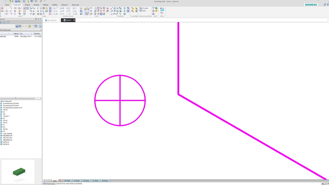 Solid Edge 2020 - show coordinate system in draft