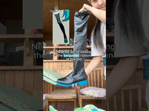 Updating my Hatsune Miku shoes!! 🩵 #mikuhatsune #cosplay #vocaloid #fypツ
