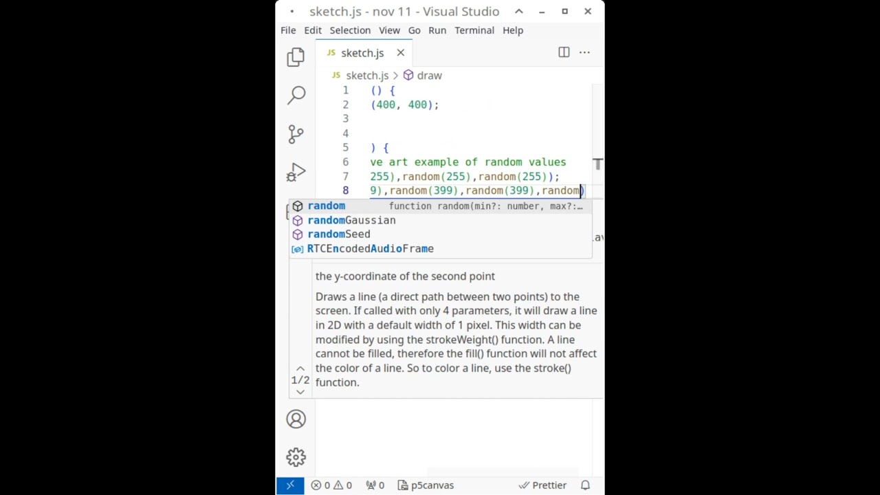 Random Lines p5.js generative art || p5js || processing || generative art