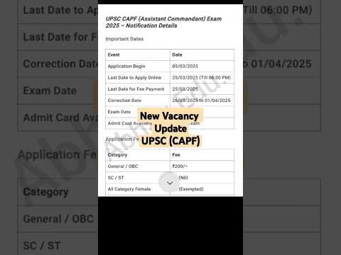 UPSC CAPF Notification released,age limit,exam date #shorts #upsc #upsccapf #abhayedu #newvacancy