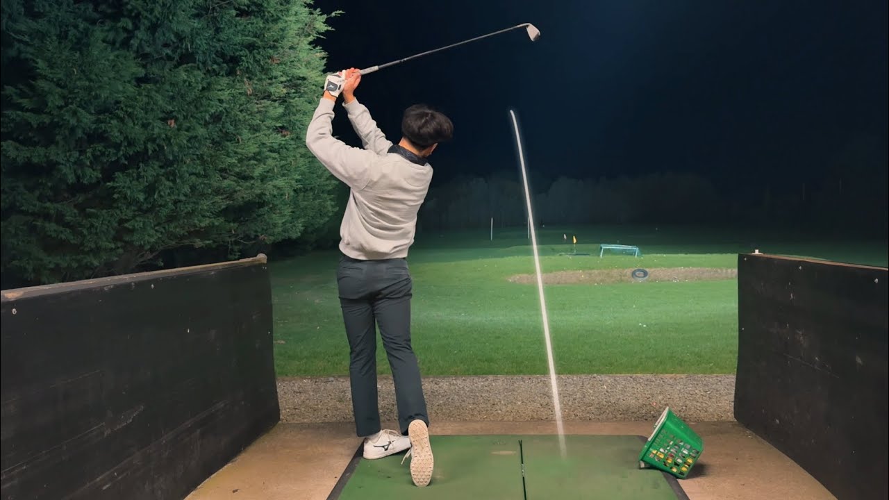 ASMR night golf driving range session 