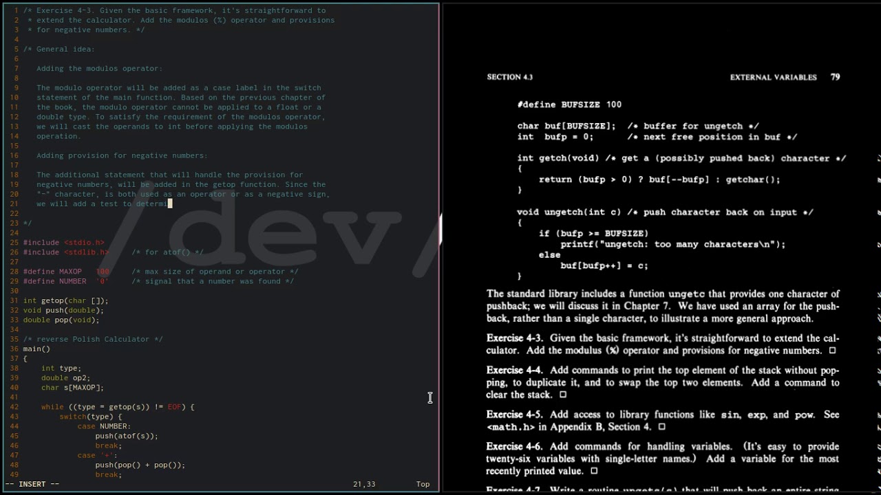 K&R Exercise 4-3 Solution