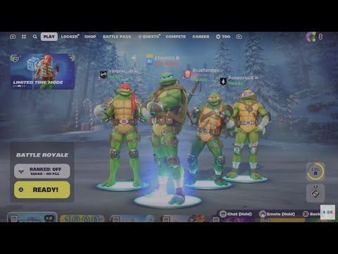 Fortnite TMNT Skins Squad Battle Royale Gameplay (4-Player Co-Op)