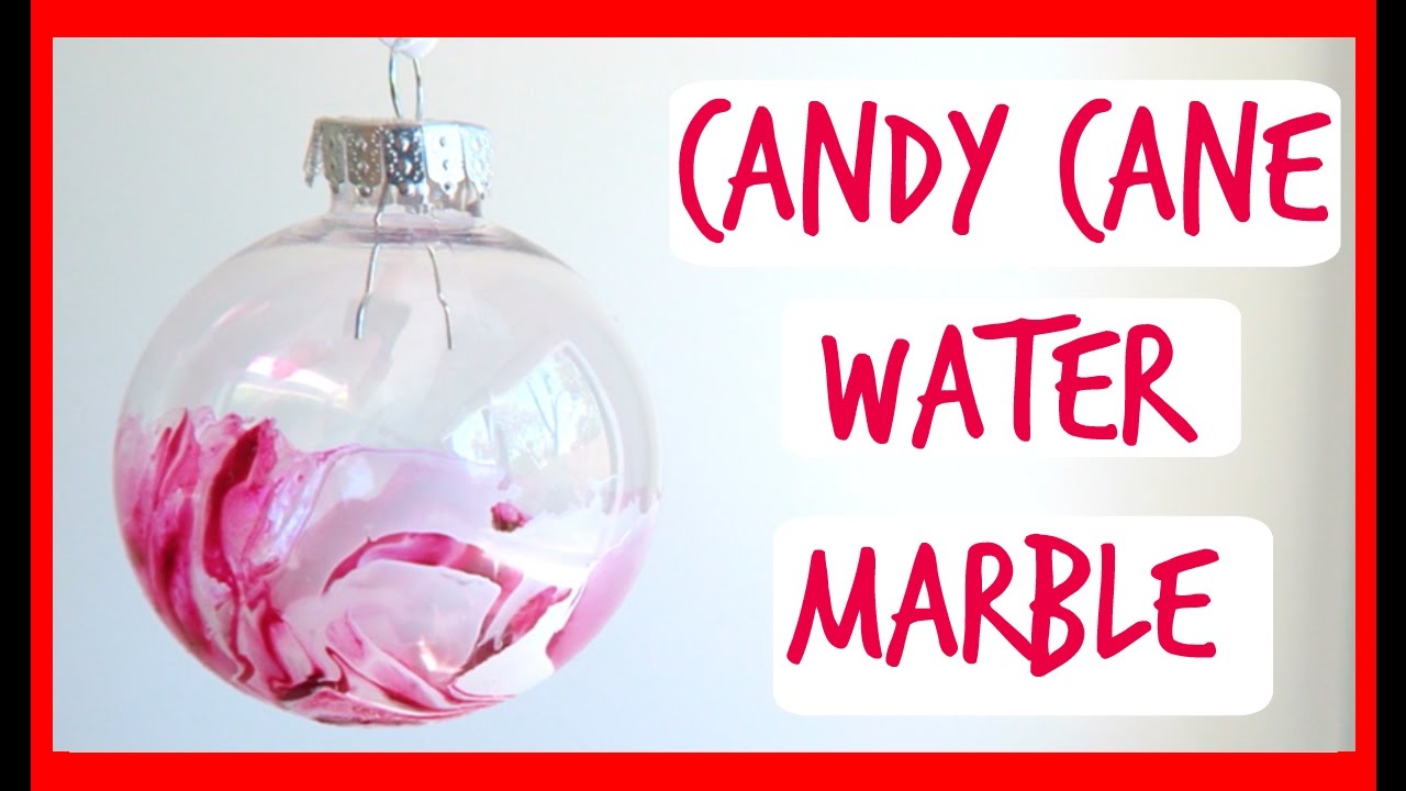 DIY Candy Cane Marble Ornaments! How to make Water Marble Christmas Ornaments