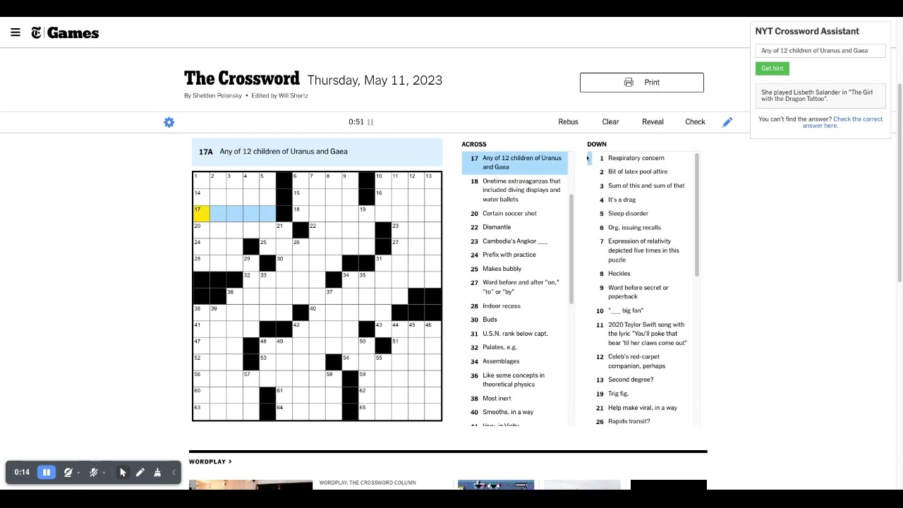 NYT Crossword Assistant Chrome Extension
