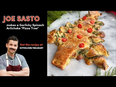 The most epic holiday appetizer - Garlicky Spinach Artichoke “Pizza Tree” by Chef Joe Sasto