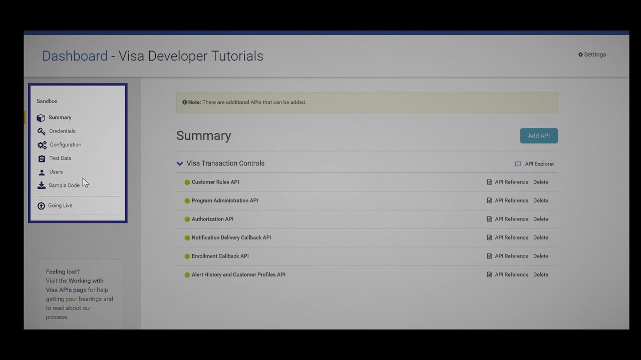 Visa Developer Tutorial: How to Create a Visa Developer Project