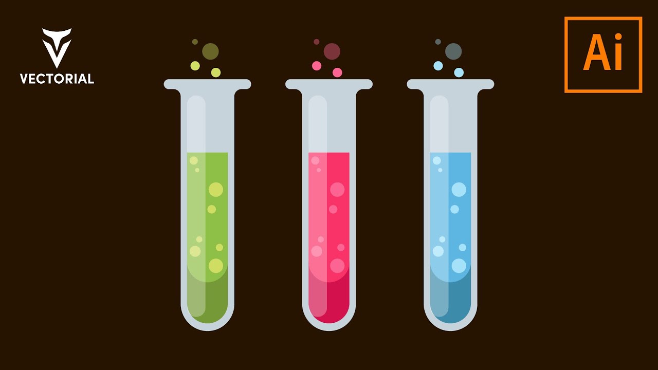 Laboratory test tubes tutorial in Adobe illustrator 2020