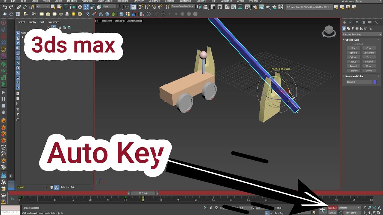 3ds max tutorial using Auto key function  in animation