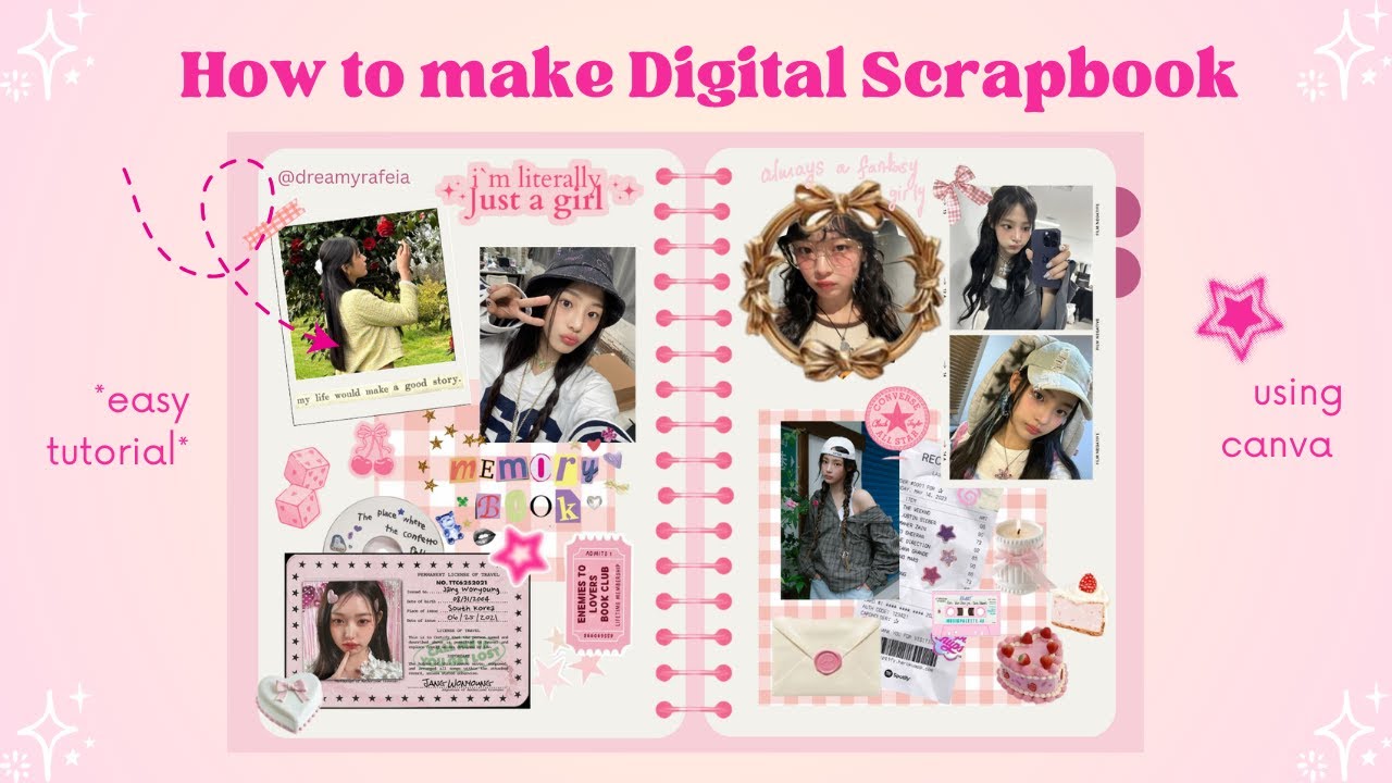 How to make Digital Scrapbook Journal using Canva 🩷🎀#digitalscrapbooking