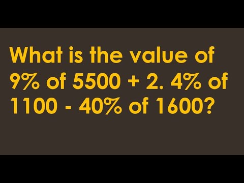 What is the value of 9% of 5500+ 2. 4% of 1100 40% of 1600?