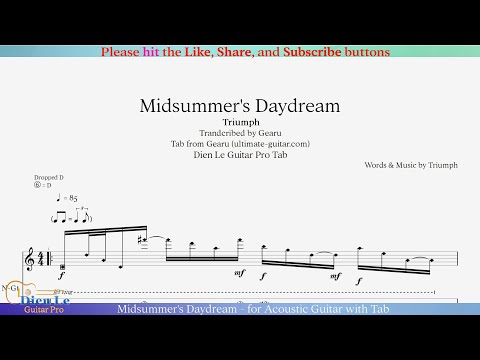 Midsummer's Daydream - for Acoustic Guitar with Tab