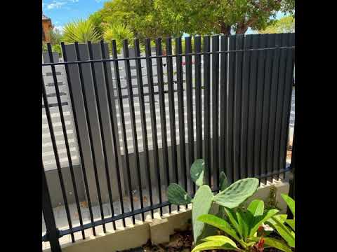 Modern black aluminium blade fencing