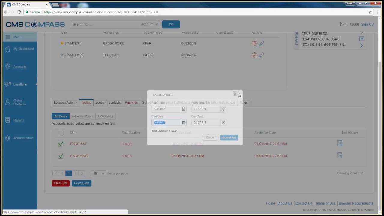 CMS Compass Placing Account on Test
