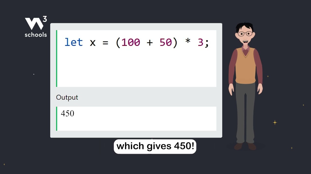 JavaScript Arithmetic Operators - Part 9 - Parentheses - #w3schools #javascript #programming