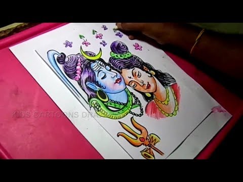 How to Draw Lord Shiva and Goddess Parvati Drawing Step by step – Video ...