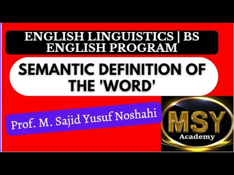 English Linguistics | Semantic Definition of 'WORD' | MSY Academy