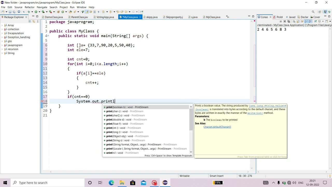 write a program to test if an array contains a specific value || #java