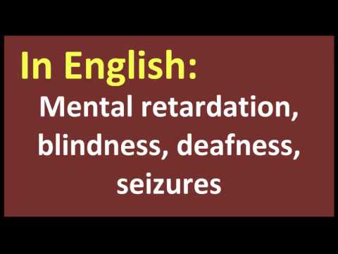 Mental retardation, blindness, deafness, seizures spanish MEANING