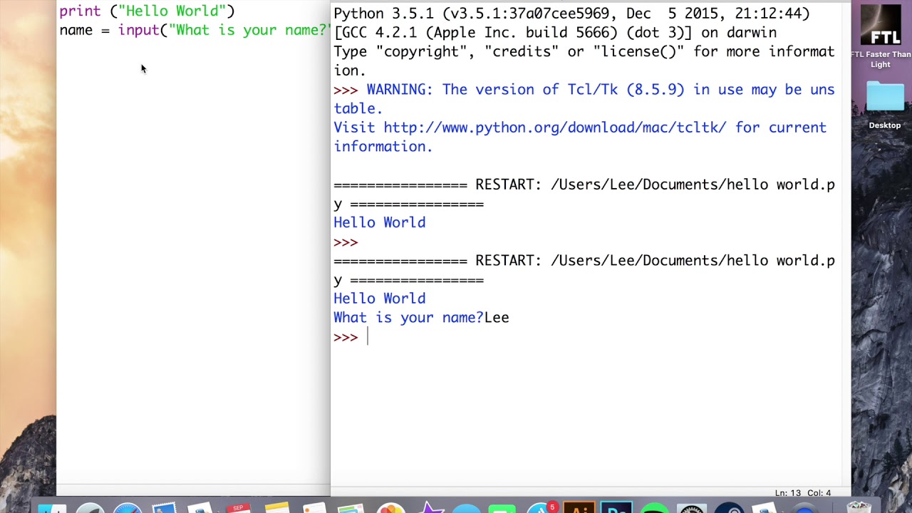 Learn to code Python - Lesson 1 - Print and Input
