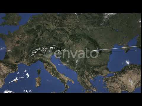 Plane Flying To Ljubljana Slovenia on the Map | Motion Graphics - Videohive template