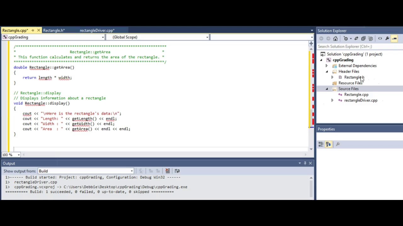 Rectangle Class - Three Files