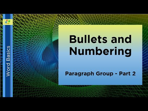 Word Basics - Bullets and Numbering | Technology Education