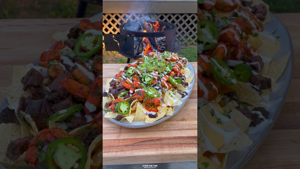 Surf and Turf Nachos Recipe | Over The Fire Cooking by Derek Wolf