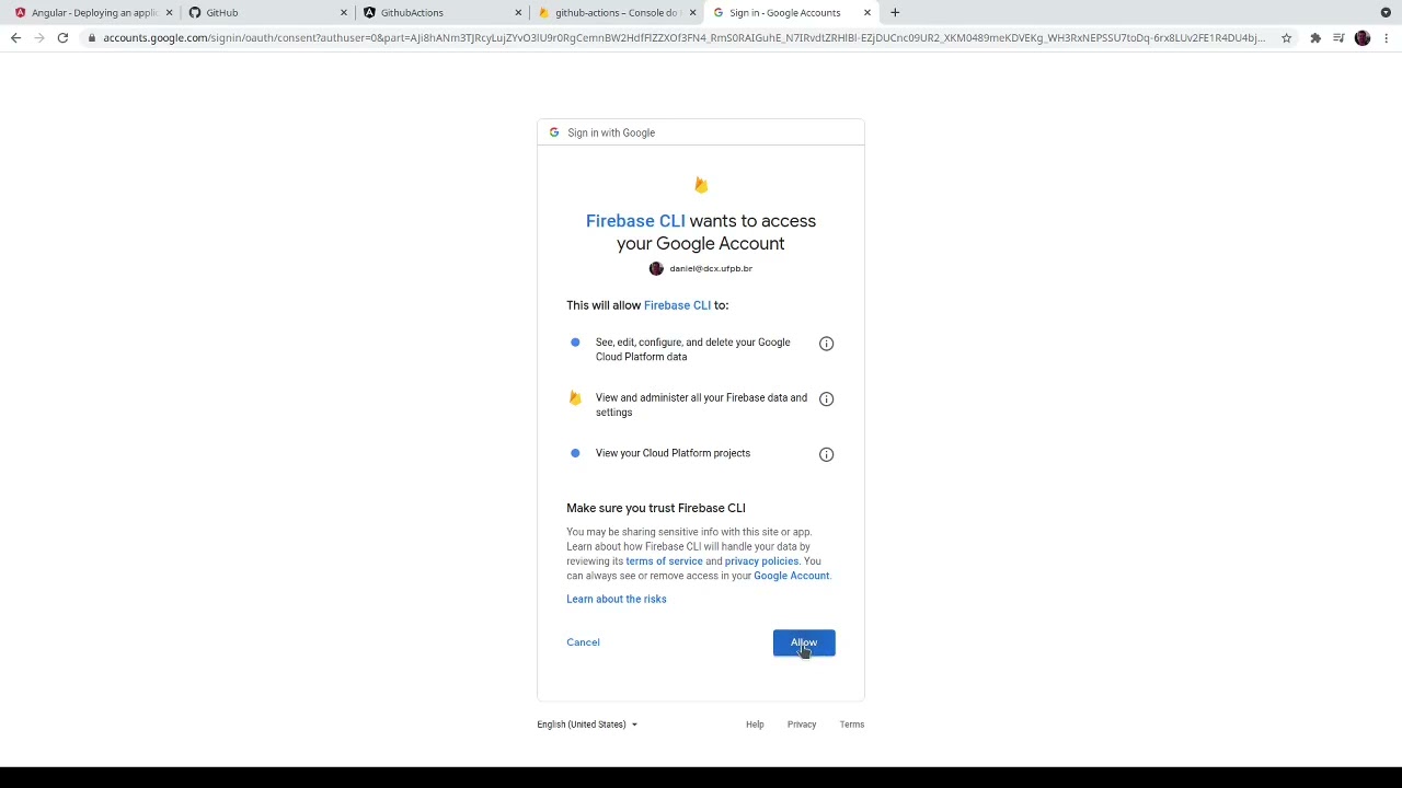 Github Actions + Angular + Firebase