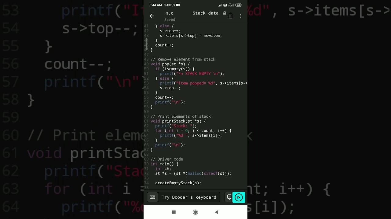 Stack data structure implementation in c language | c programming | c tutorial.