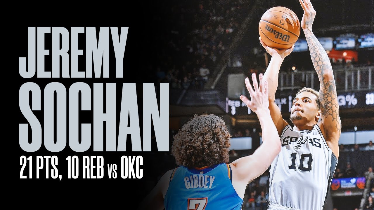 Jeremy Sochan Highlights vs Oklahoma City Thunder (21 pts, 10 reb) | 2023-24 NBA Season