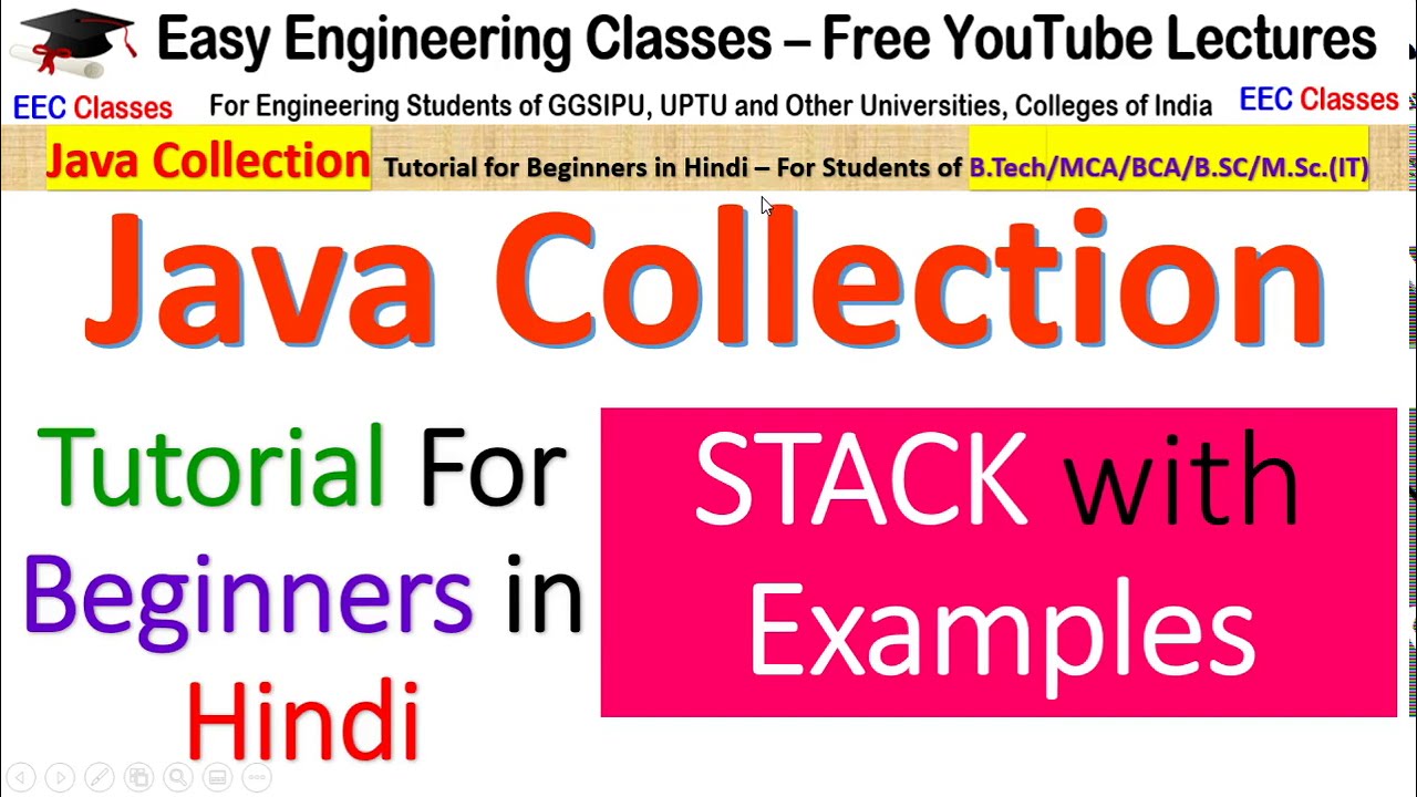 Java STACK Tutorial | PUSH, POP, PEEK, SEARCH, EMPTY Methods Implementation | Java by Achin Jain