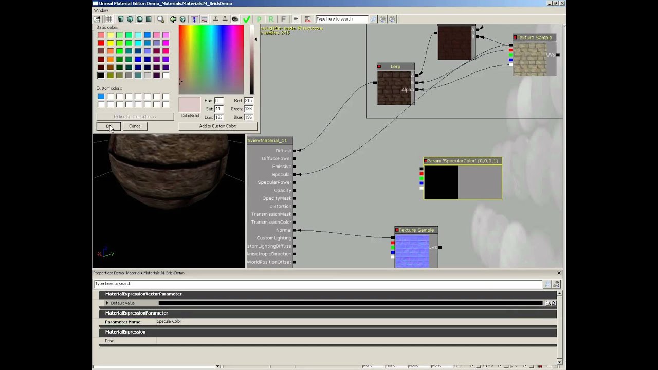 UDK Tutorial Part 93: Materials -Specularity Network