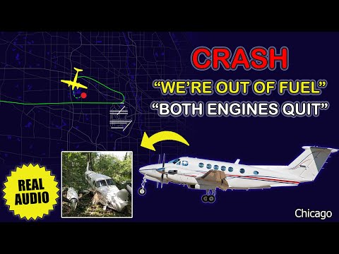 Both engines stopped in flight. The is no FUEL. Beechcraft 200 crashes neat Chicago. Real ATC