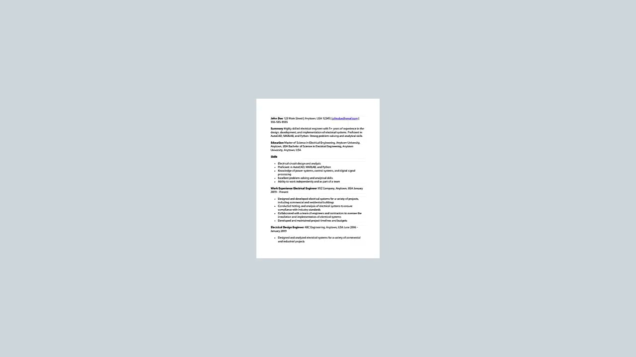 Building a Strong Resume as an Electrical Engineer: Tips and Examples