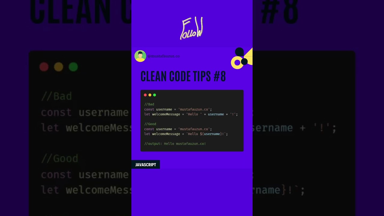 Javascript Clean Code Tips - 8 #javascript #shorts