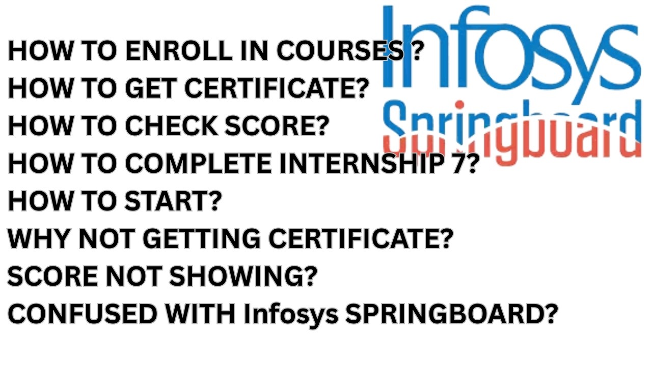 👉 Infosys Internship | INFOSYS SPRINGBOARD PLATFORM OVERVIEW | Certification & Scores