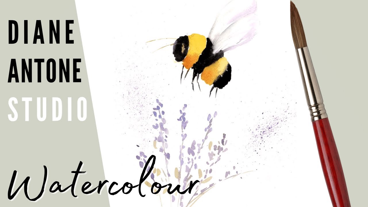 How to Paint a Bumble Bee - Watercolor Step by Step Real Time Tutorial - Easy Project for Beginners
